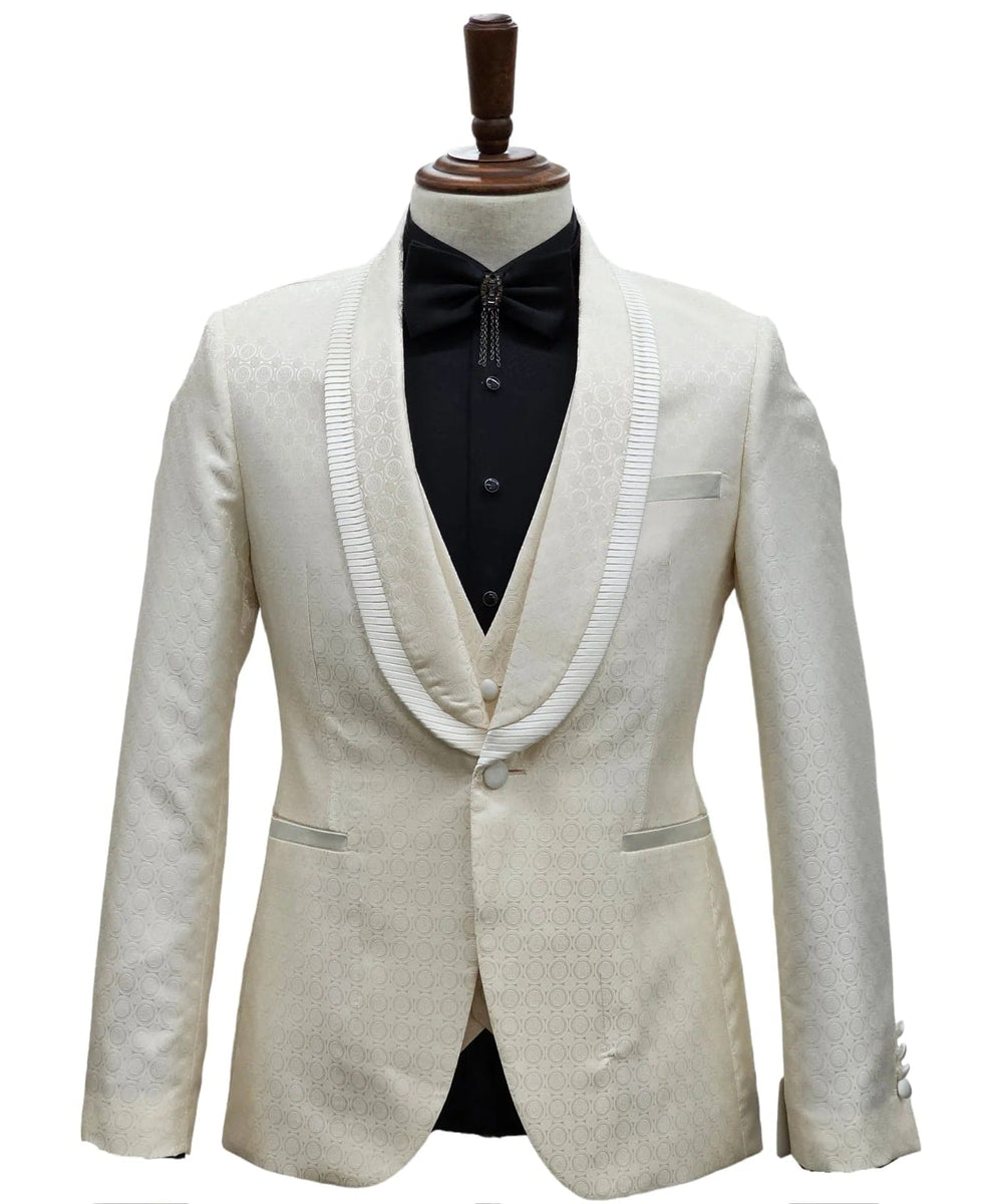 Ivory Tuxedo Cream Wedding Suit Off White Groom Shawl Lapel Suit Alberto Nardoni