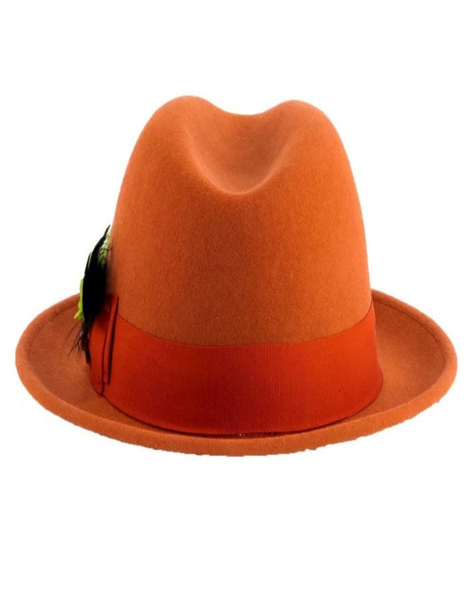Rust Dress Hat 1920s Fedora Style - Mens Narrow Brim Crushable Wool Dr – Alberto Nardoni