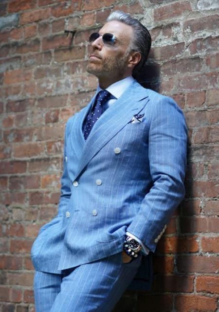 Double Breasted Pinstripe Suit Sky Blue Stripe Double Breasted Pin Alberto Nardoni