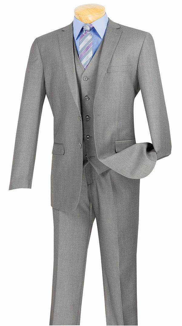 Slim Fit Suit 3 Piece 2 Button in Medium Gray | Alberto Nardoni