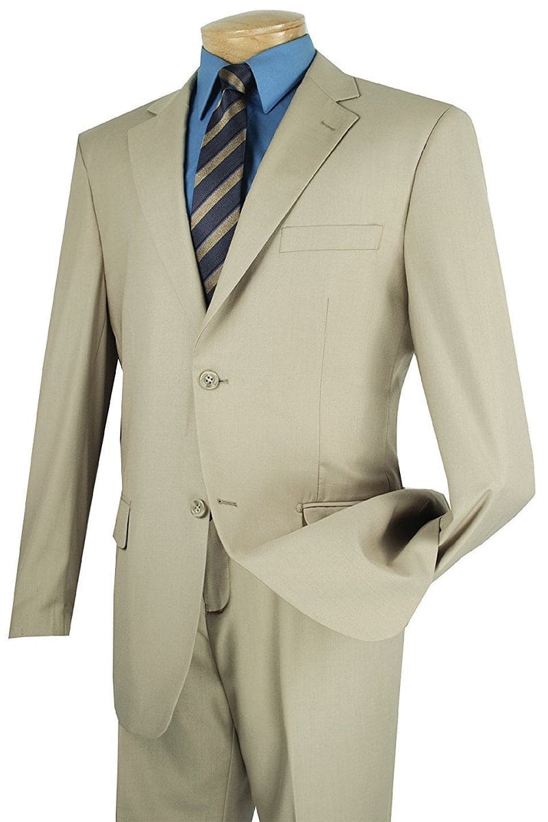 Mens Basic 2 Button Modern Fit Suit in Light Beige | Alberto Nardoni