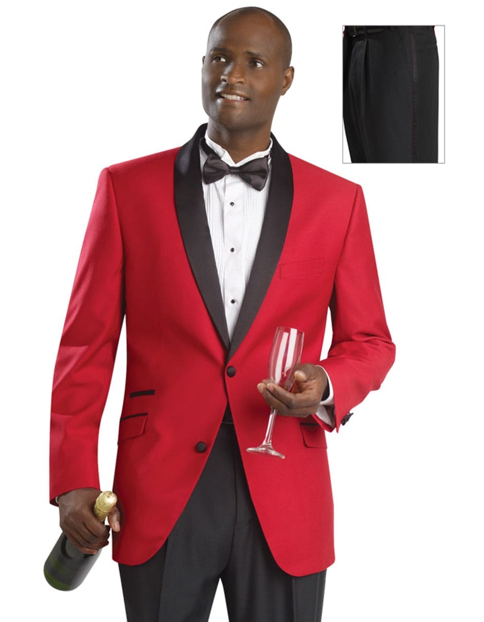 Mens Red & Black Shawl Prom Tuxedo | Alberto Nardoni