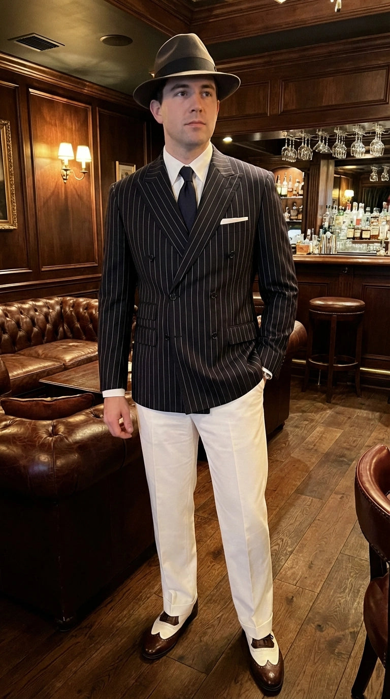 Men’s Black Pinstripe Blazer 1920s Gangster Mob Boss Style Jacket ...