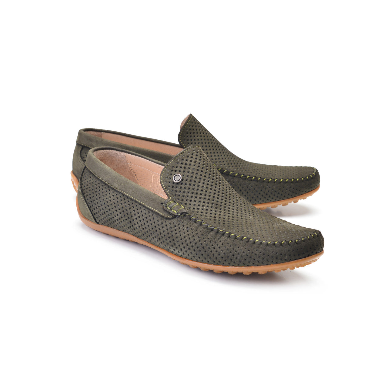 P00025-2301-perforated Driving shoe Green | Alberto Nardoni