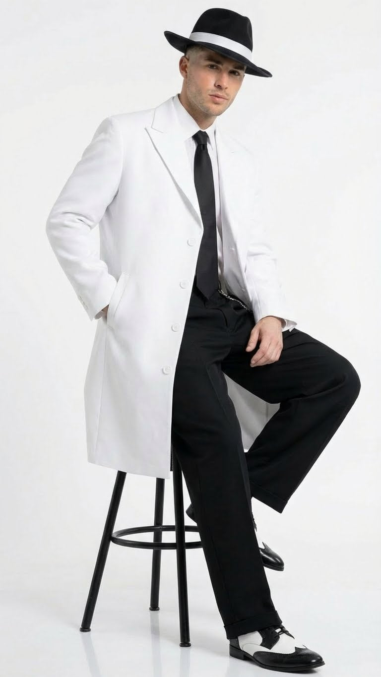 Men’s White Zoot Suit Gangster Style Outfit – White Jacket + Vest ...