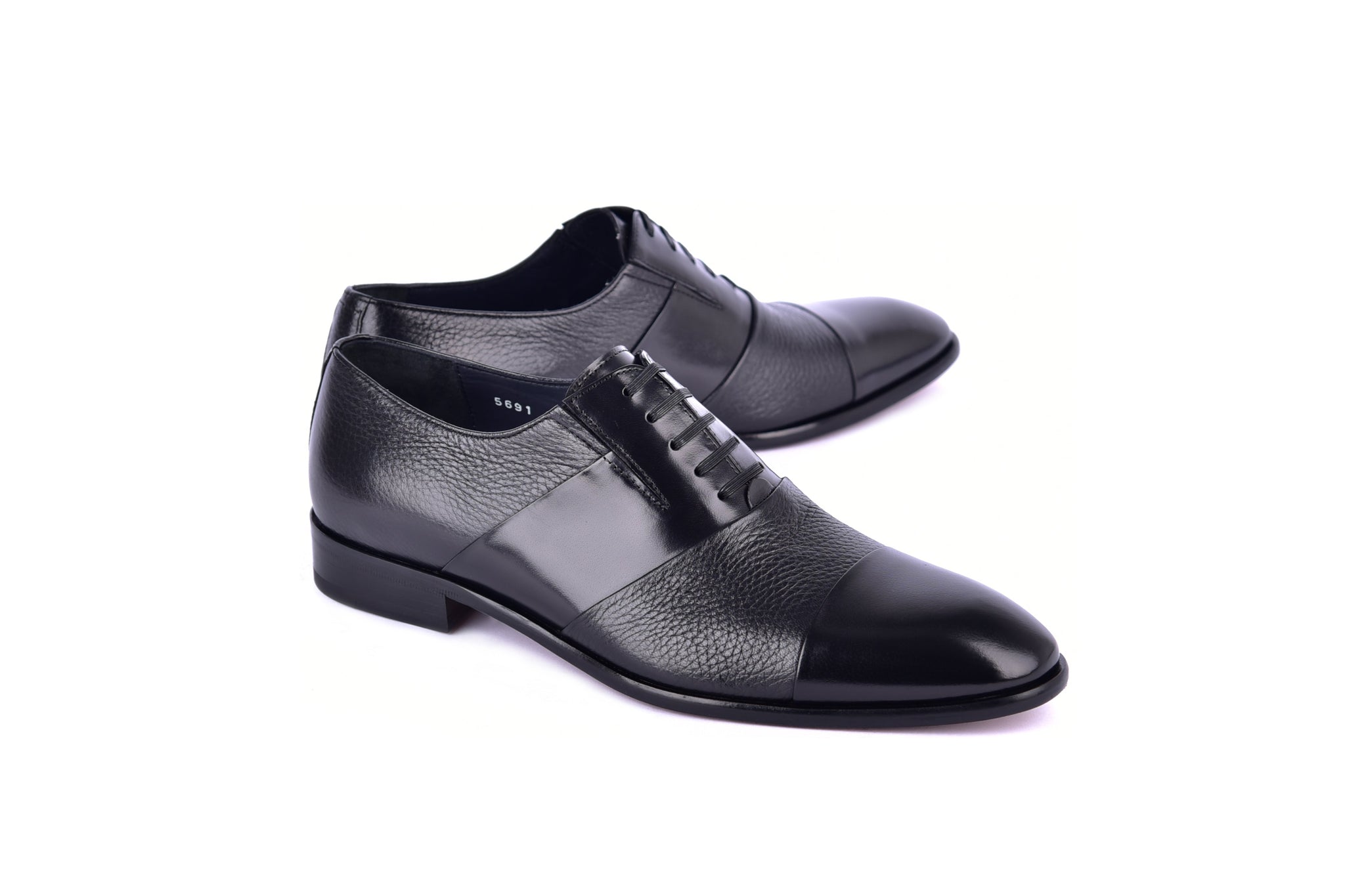C0141-5691 Cap Toe Tie-less deer skin- Black | Alberto Nardoni