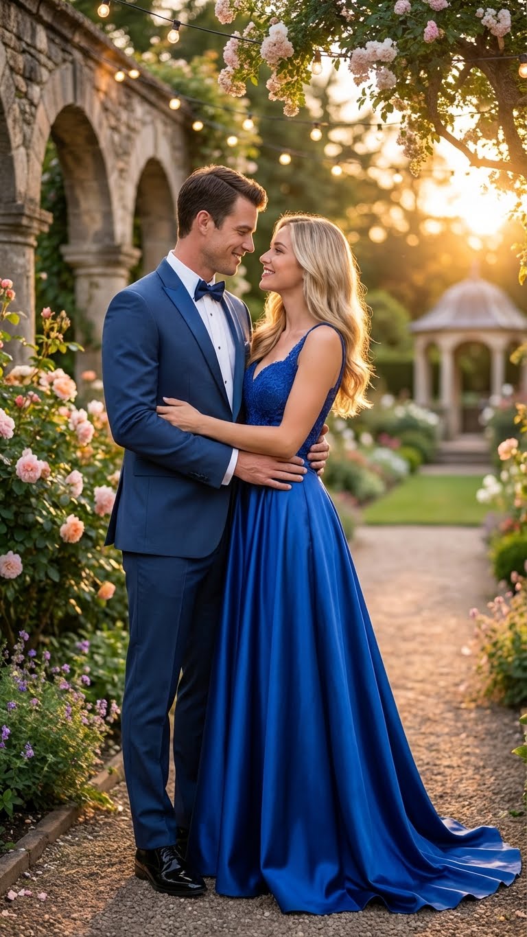 Men’s Indigo Sapphire Royal Blue Tuxedo Suit Set, Classic Formal ...