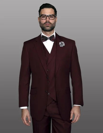 Statement Men's 3 Piece 100% Wool Suit - Elegant Solid | Alberto Nardoni