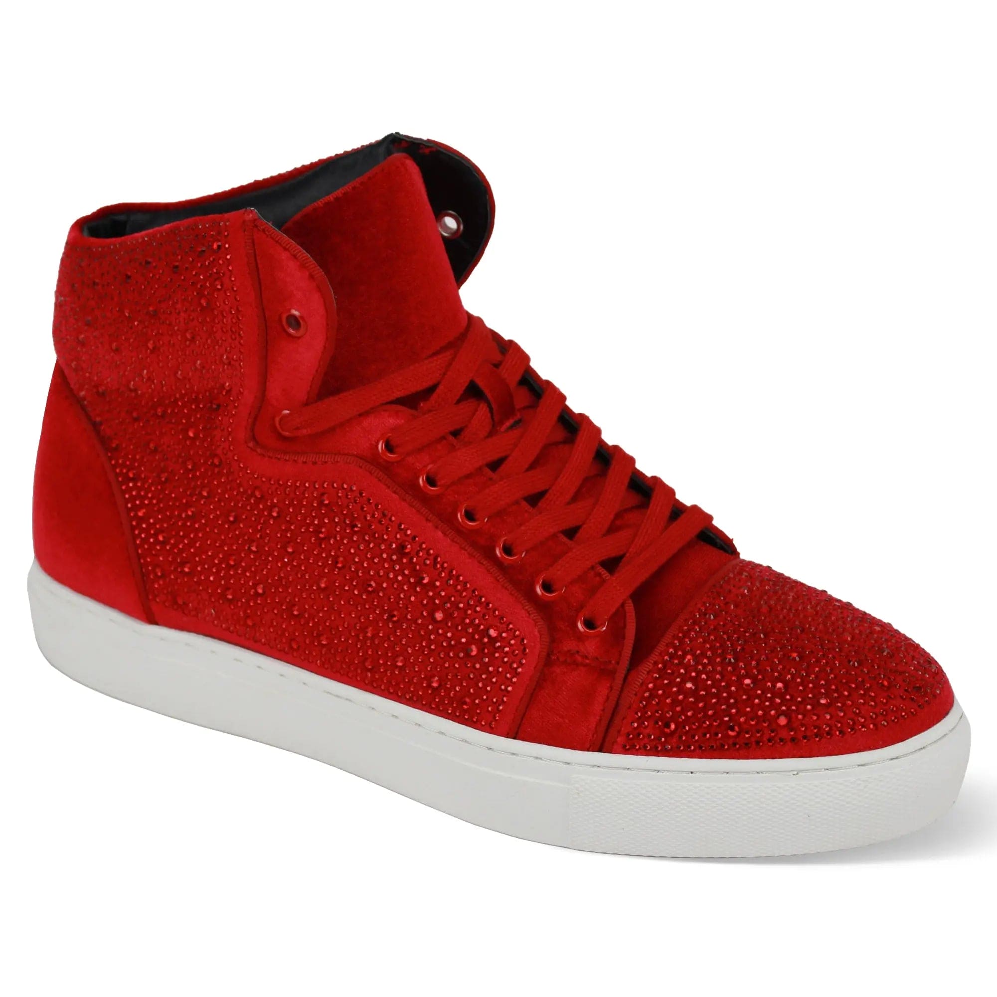 Flash in Fire Red Jeweled High Top Sneakers | Alberto Nardoni