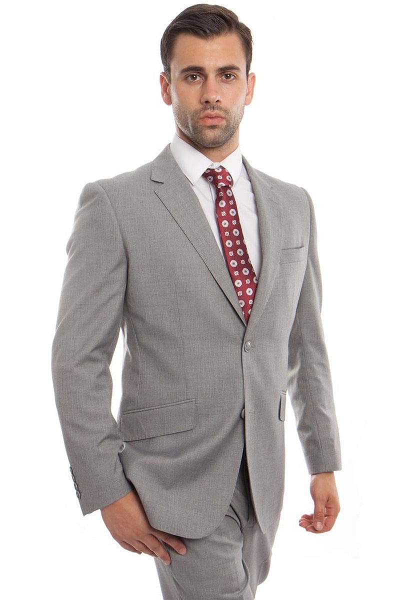 "Modern Fit Wool Suit for Men - Designer Two Button in Light Grey ...