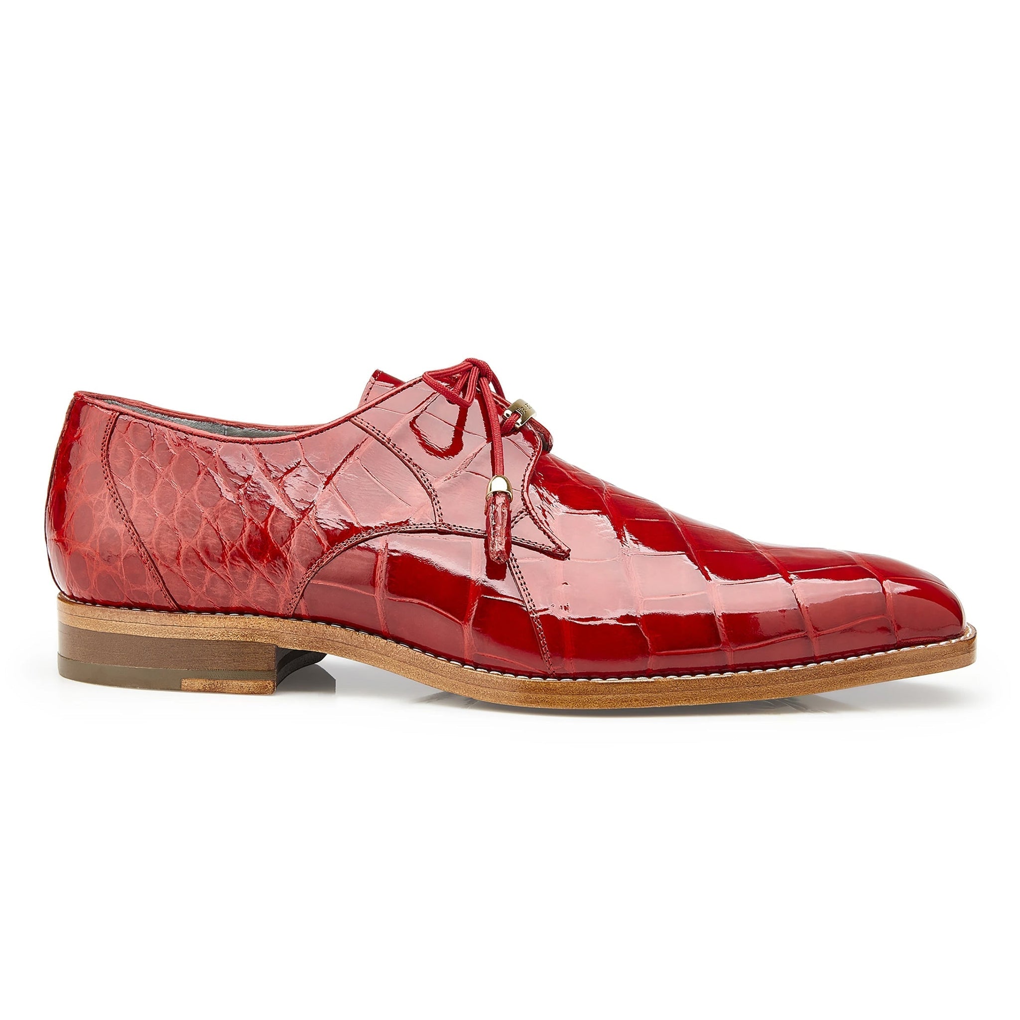 Mens Belvedere Lago Alligator Derby Dress Shoe in Red | Alberto Nardoni