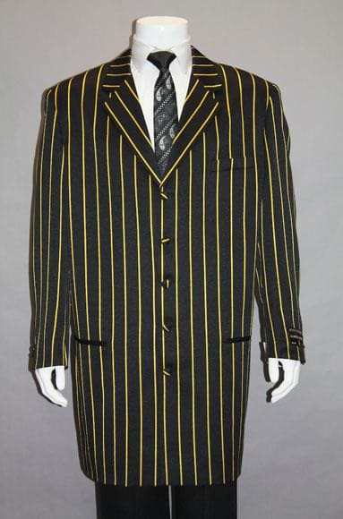 Mens Pimp Coat + Pimp Jacket Vest and Pants - Gangster Black and Yellow ...