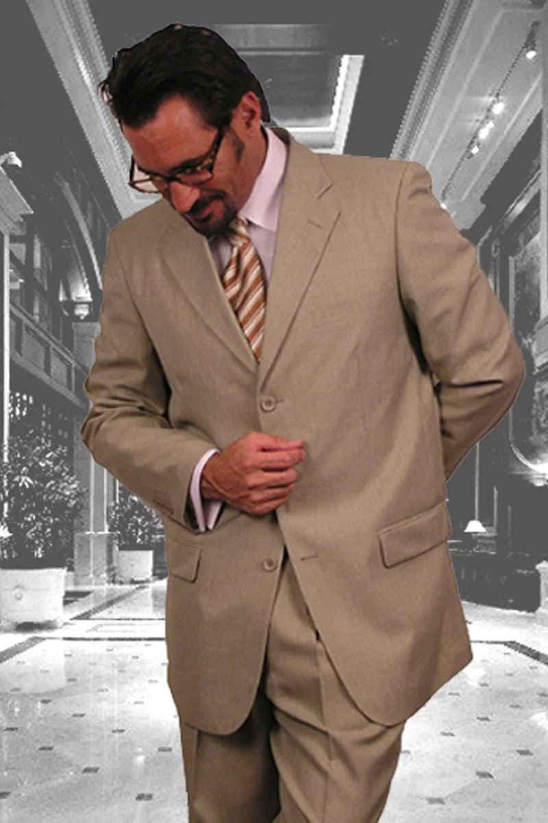 Mens Classic 3 button 2 Piece Suit in Tan | Alberto Nardoni