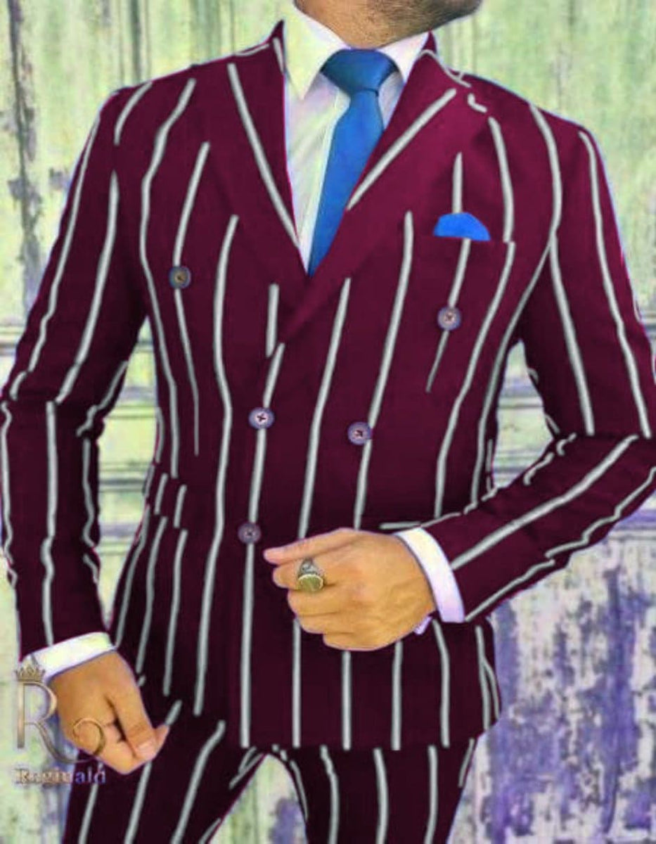Royal Blue Pinstripe Suit - Mens 1920s Gangster Pinstripe Suit - Chalk ...