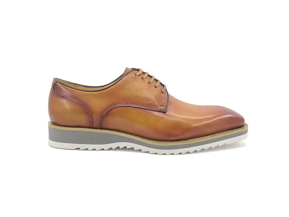 Men’s Burnished Leather Lace-Up Derby Shoes | Alberto Nardoni