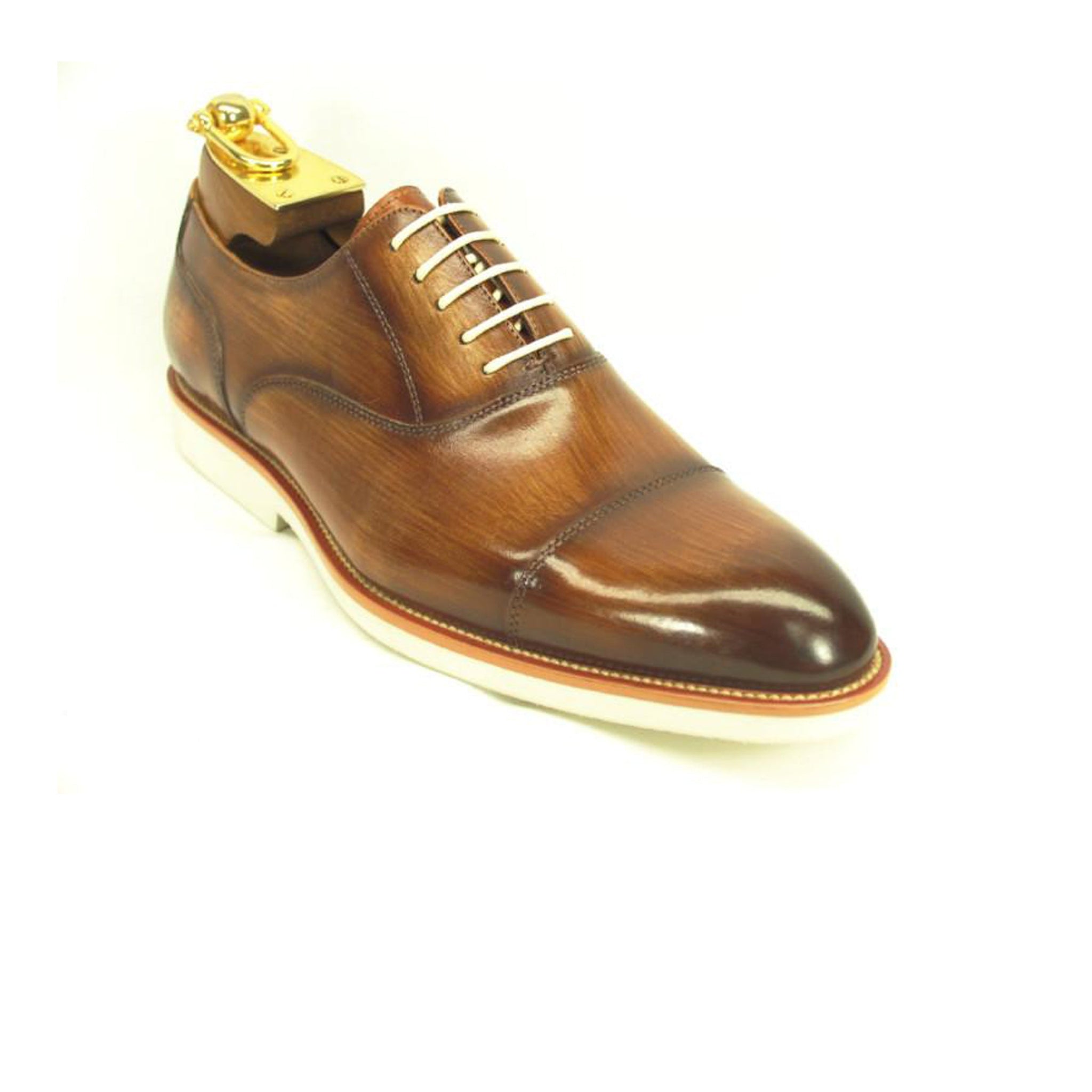 Mens Carrucci Semi-Casual Painted Leather Dress Shoe in Cognac ...