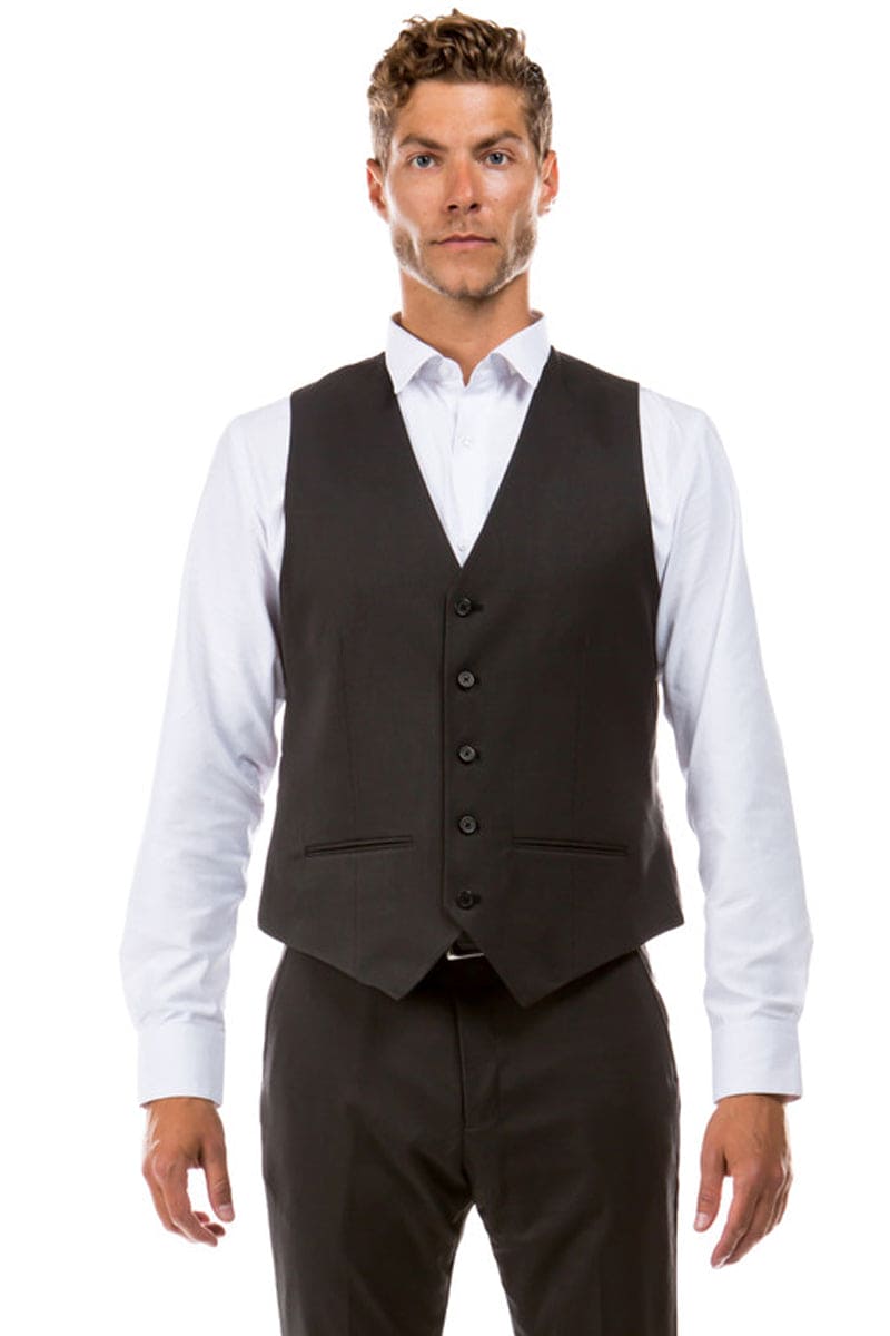 "Designer Wool Vest for Men - Charcoal Grey Suit Separate" | Alberto ...