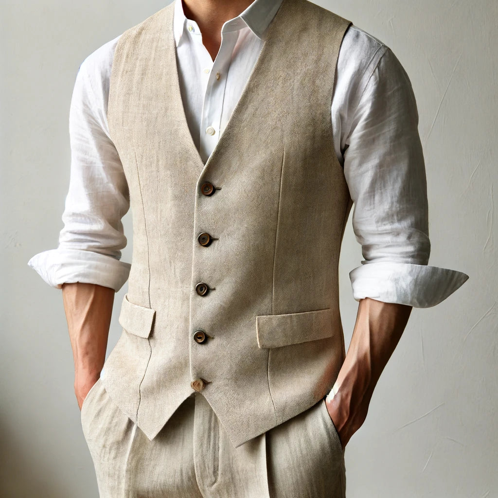 Five Button Besom Pocket Men's Tan Chambray Slim Fit Suit Separates ...
