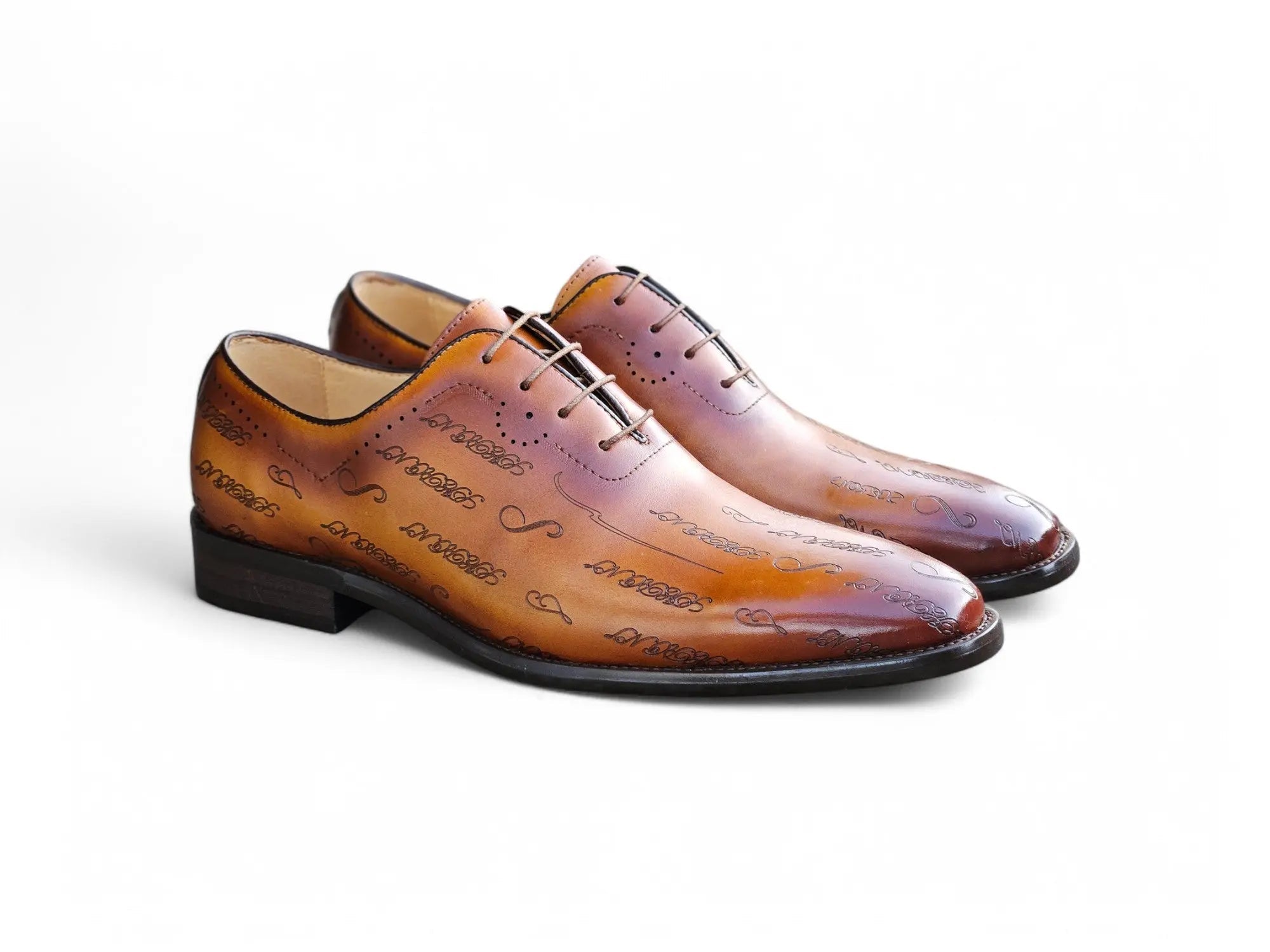 Men's Embossed Leather Wholecut Oxford Shoes | Alberto Nardoni