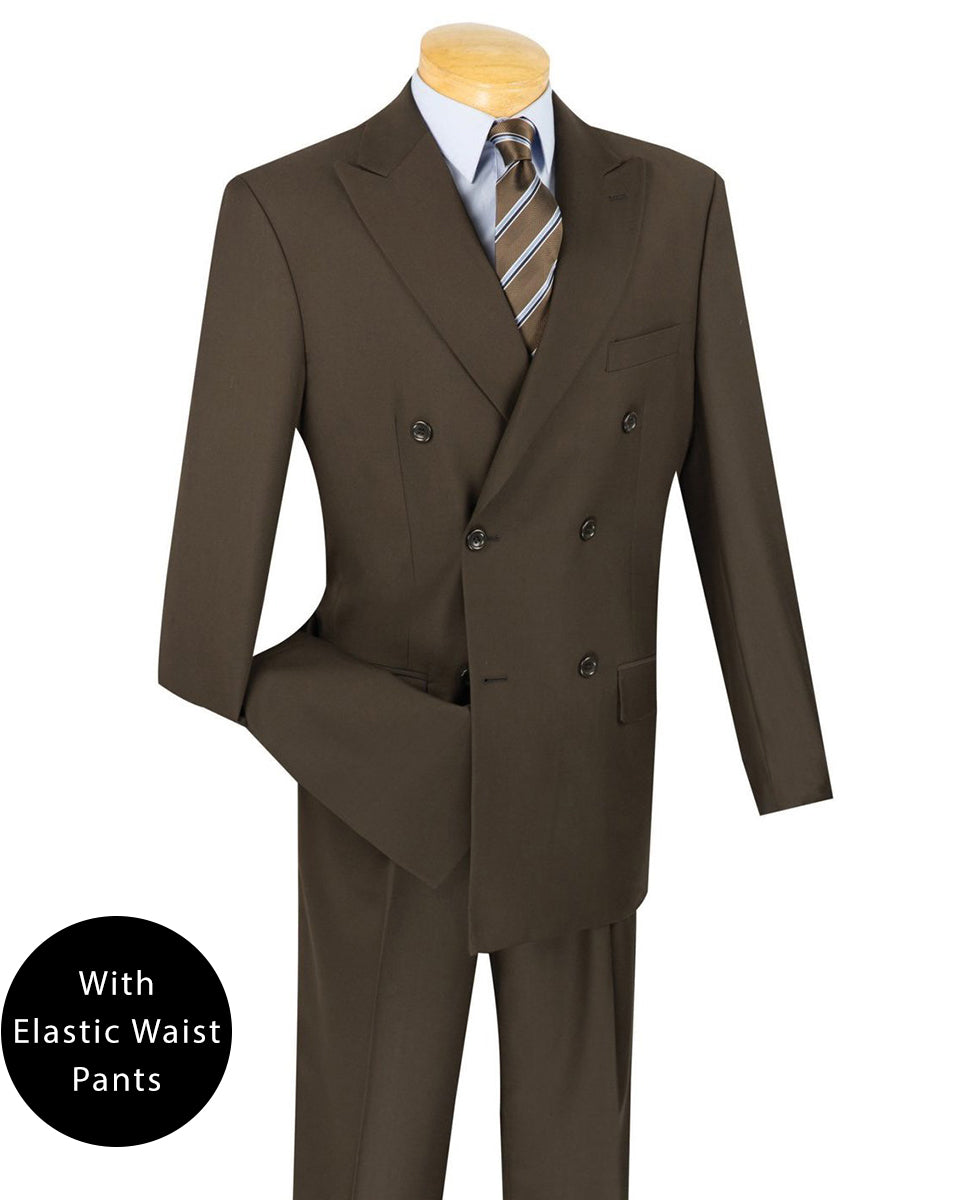 Ramses Collection - Brown Regular Fit Double Breasted 2 Piece Suit with ...