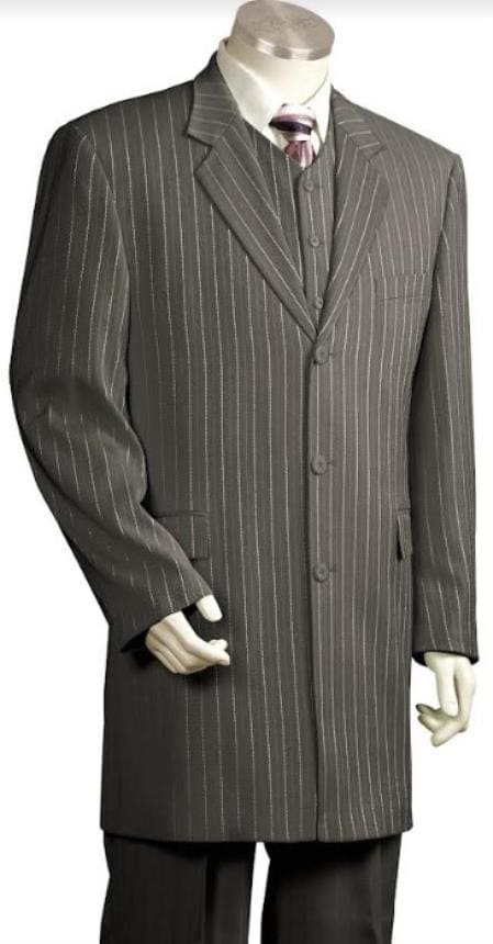 Mens Pimp Coat + Pimp Jacket Vest and Pants - Gangster Stripe Fabric ...
