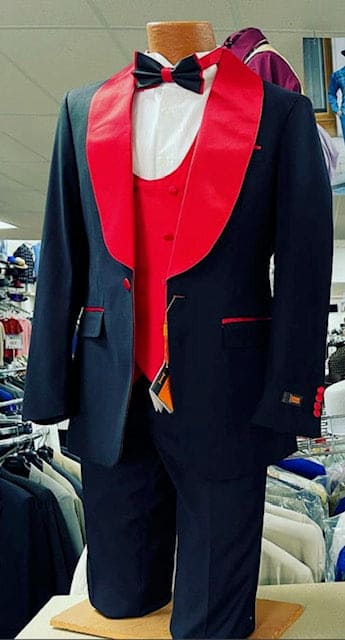 Mens Black Dinner. Jacket - Two Toned Color Blazer Black and Red Lapel ...