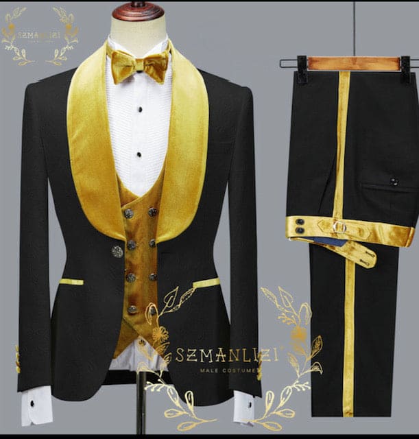 Mens Black Dinner. Jacket - Two Toned Color Blazer Black and Gold Sport ...