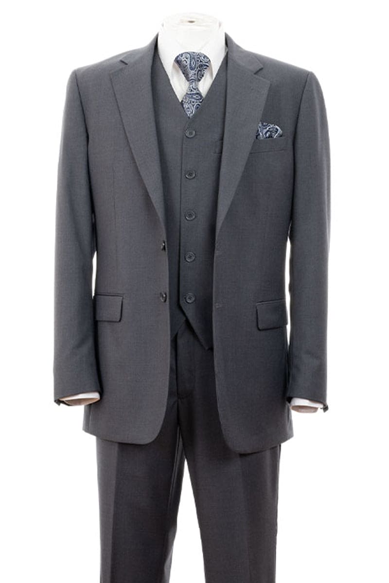 "Grey Modern Fit 2 Button Vested Suit for Men - Stylish & Contemporary ...