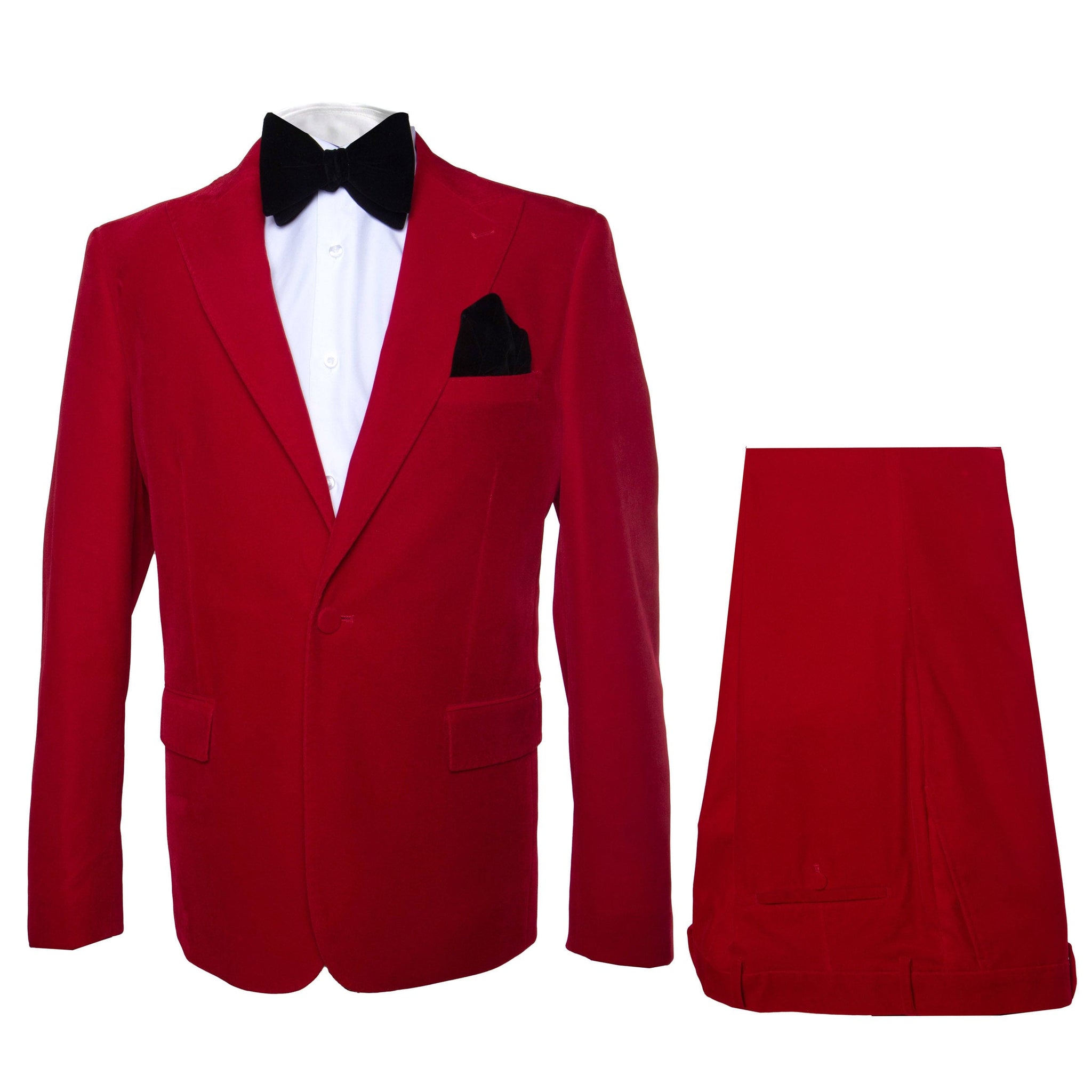 Velvet Fabric Suit - Red Blazer + Pants in Velvet Fabric Rossiman ...