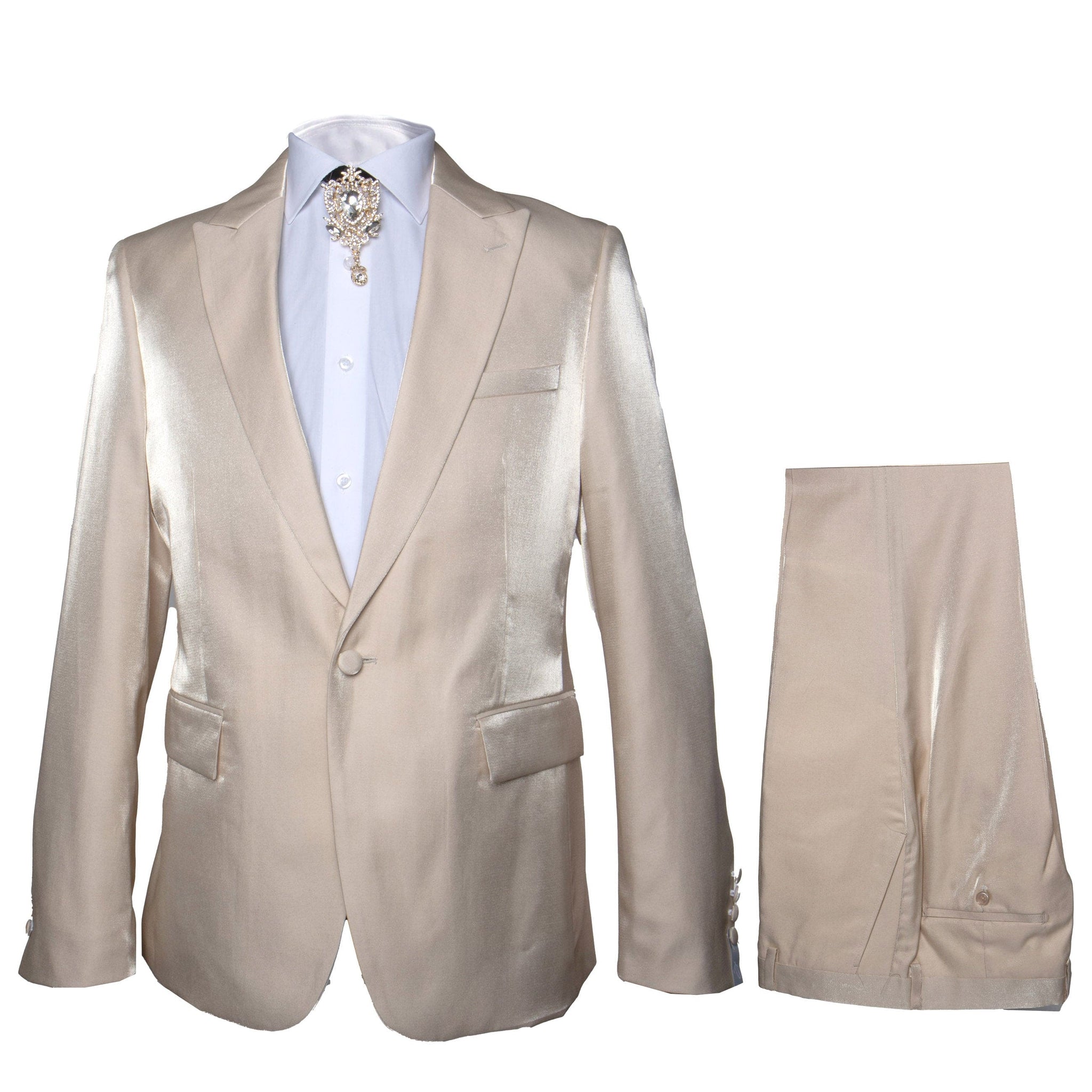 Rossi Man LEO RM1609 – Cream 3-Piece Slim Fit Suit for Men ...