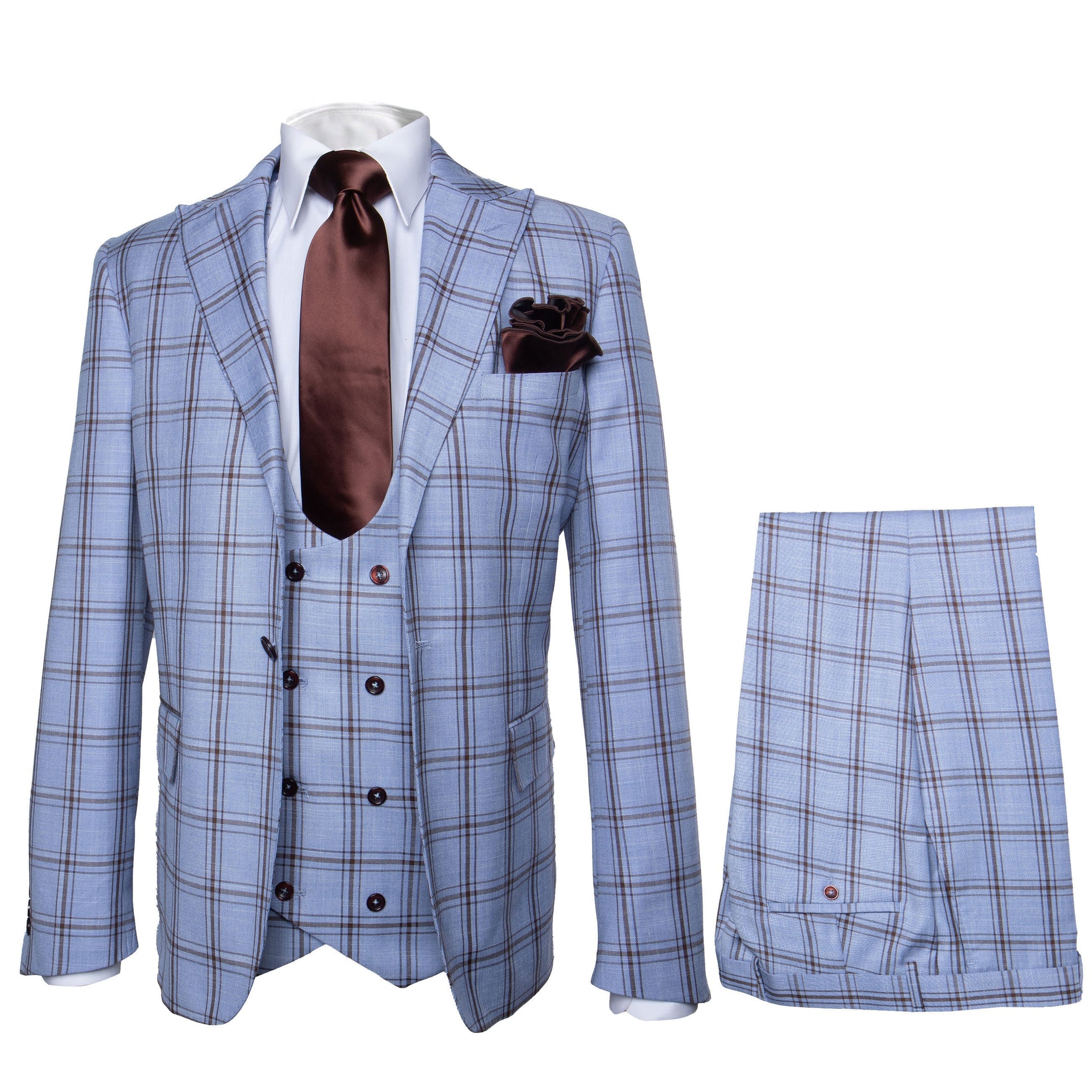 Rossi Man MAX RM1822 Slim Fit 3-Piece Suit â€“ Premium Light Blue ...