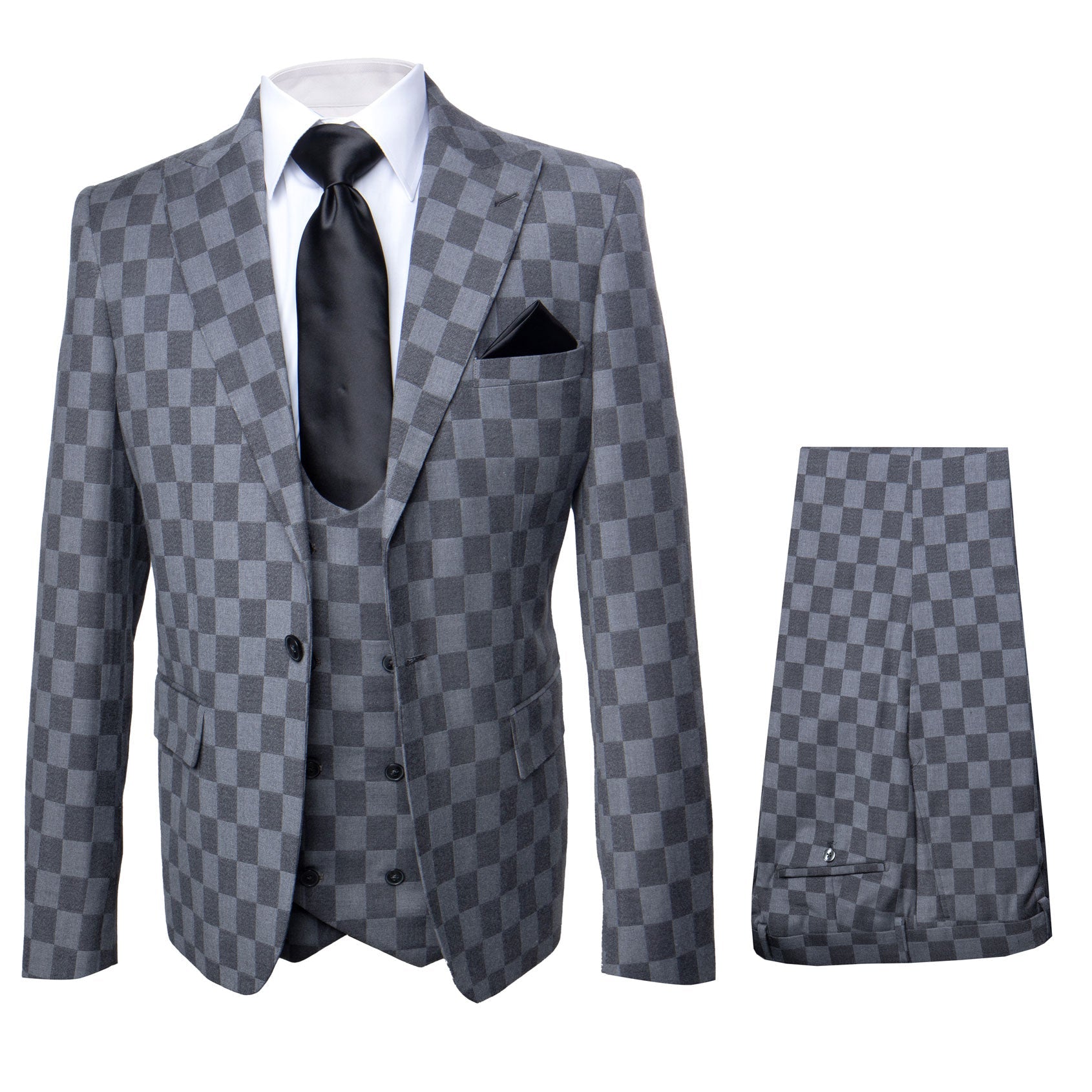 Rossi Man MAX RM1836 Slim Fit 3-Piece Grey Suit â€“ Tailored Formal ...