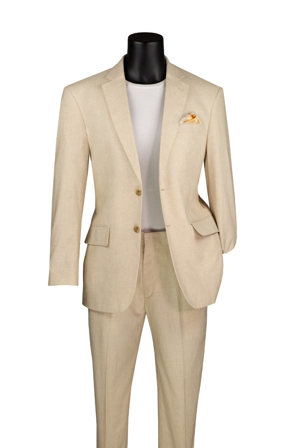 Tan Linen Blend Modern Fit Notch Lapel 2 Piece Suit | Alberto Nardoni