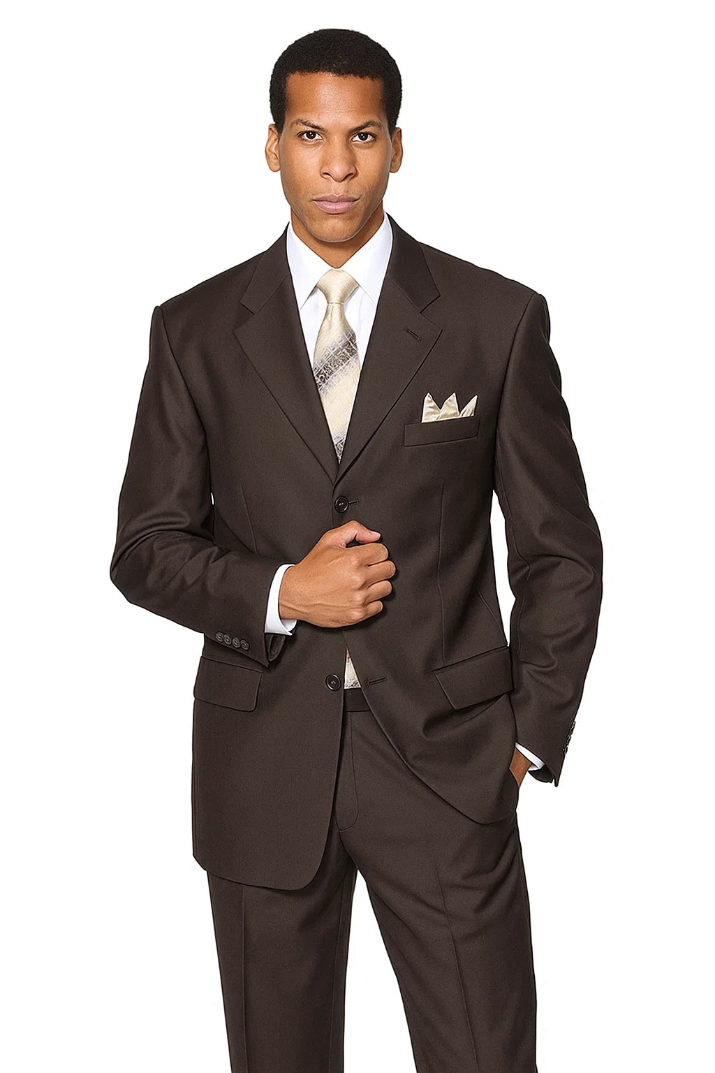 "Classic Men's 3-Button Wool Feel Suit - Designer Brand - Brown by Mens ...