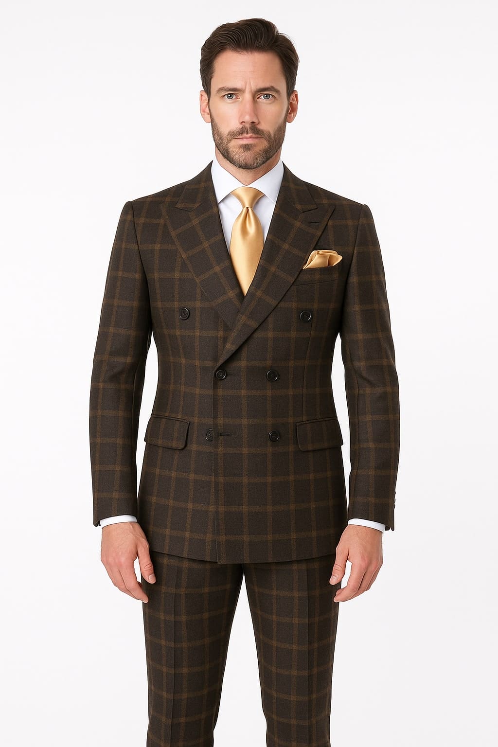 Mens Black Windowpane Wool Overcoat – Classic Long Checkered Coat ...
