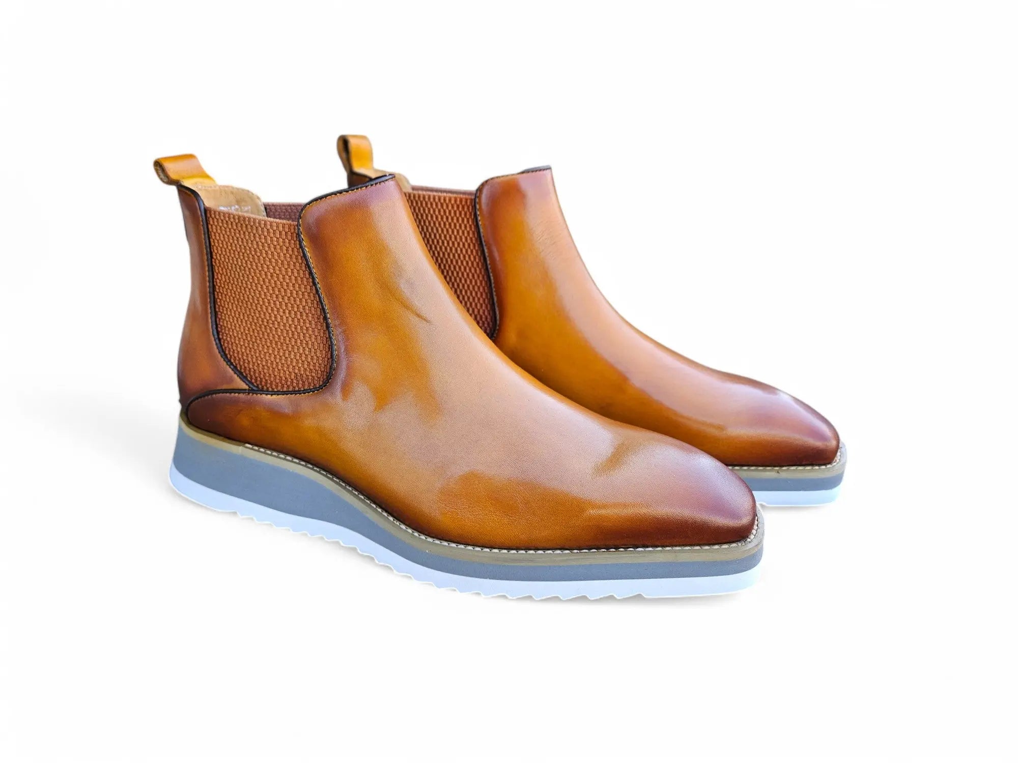 Patina Leather Chelsea Boots for Men | Alberto Nardoni