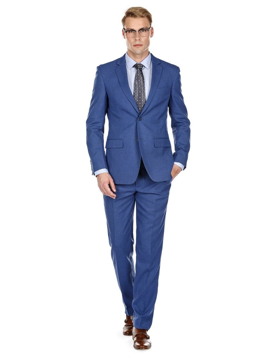 Mens Cheap Blue Suit Mens Modern Fit Summer Wedding Suit Indigo Blue ...