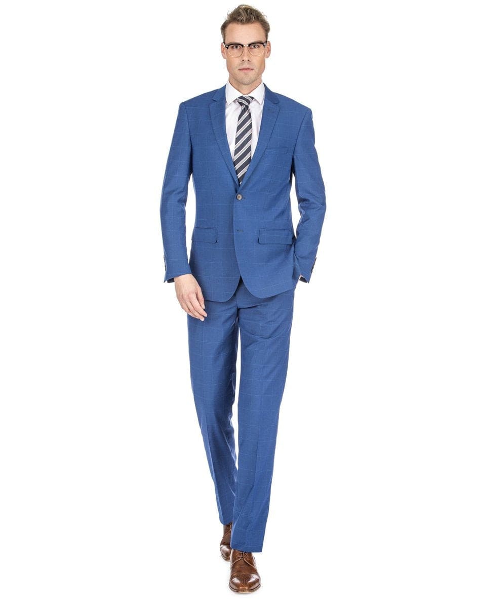 Mens Cheap Blue Suit Mens Modern Fit Summer Wedding Suit Indigo Blue ...