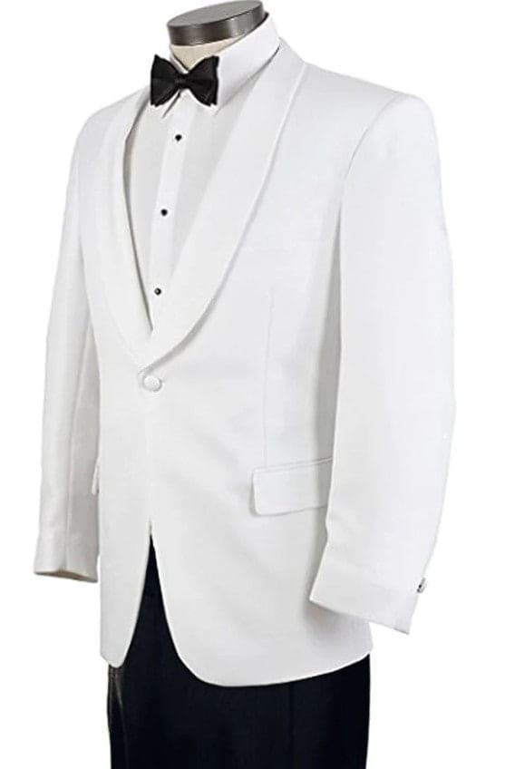 Mens White 1 Button Shawl Lapel Dinner Jacket – Alberto Nardoni