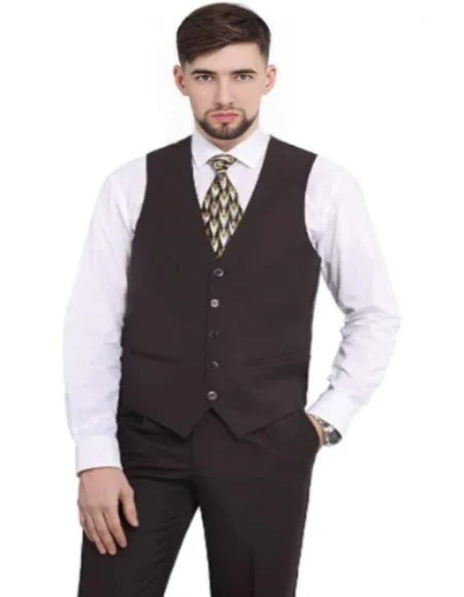 Mens Brown Five Button Suit Vest | Alberto Nardoni