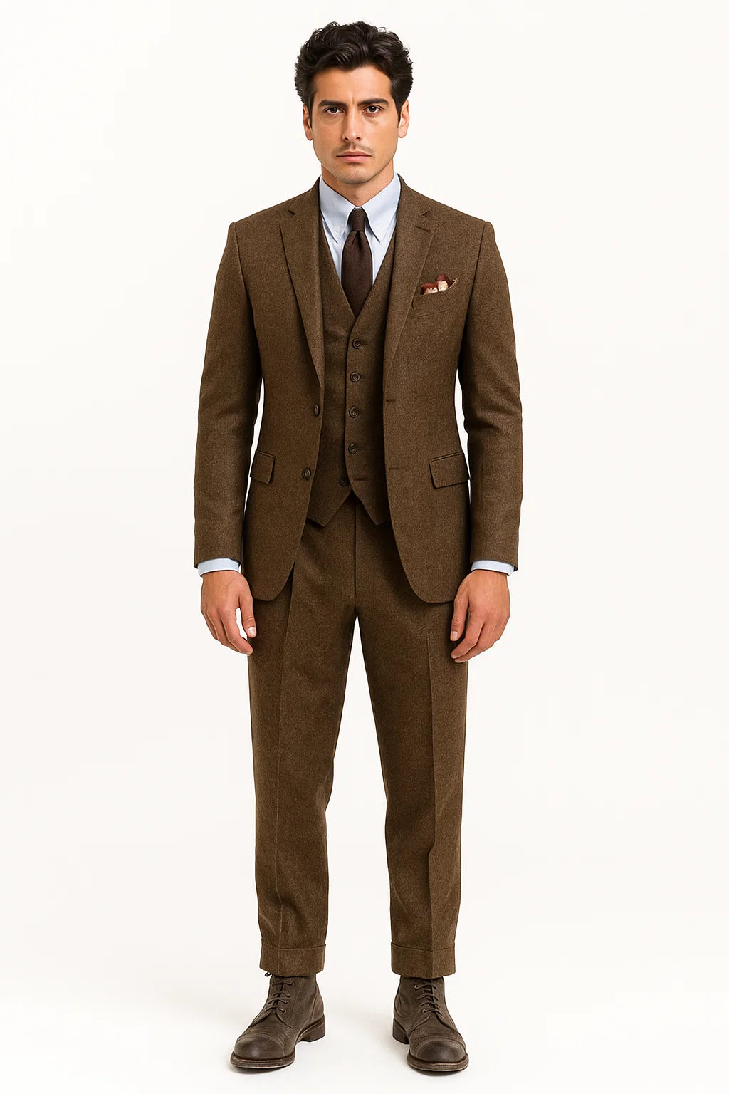 Mens Brown Wedding Suit - Tweed Herringbone English Country Fabric ...