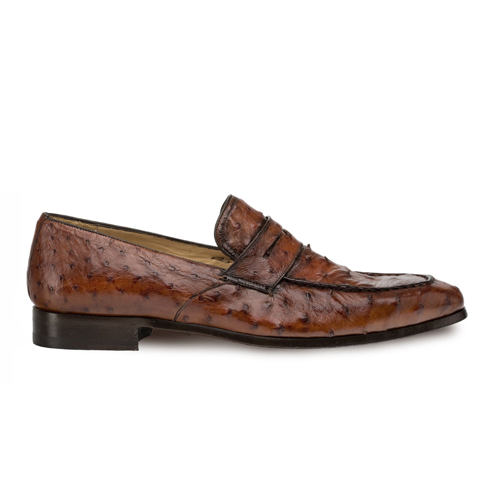 Mezlan Lisbon Men’s Cognac Ostrich Quill Penny Loafer Dress Shoe ...