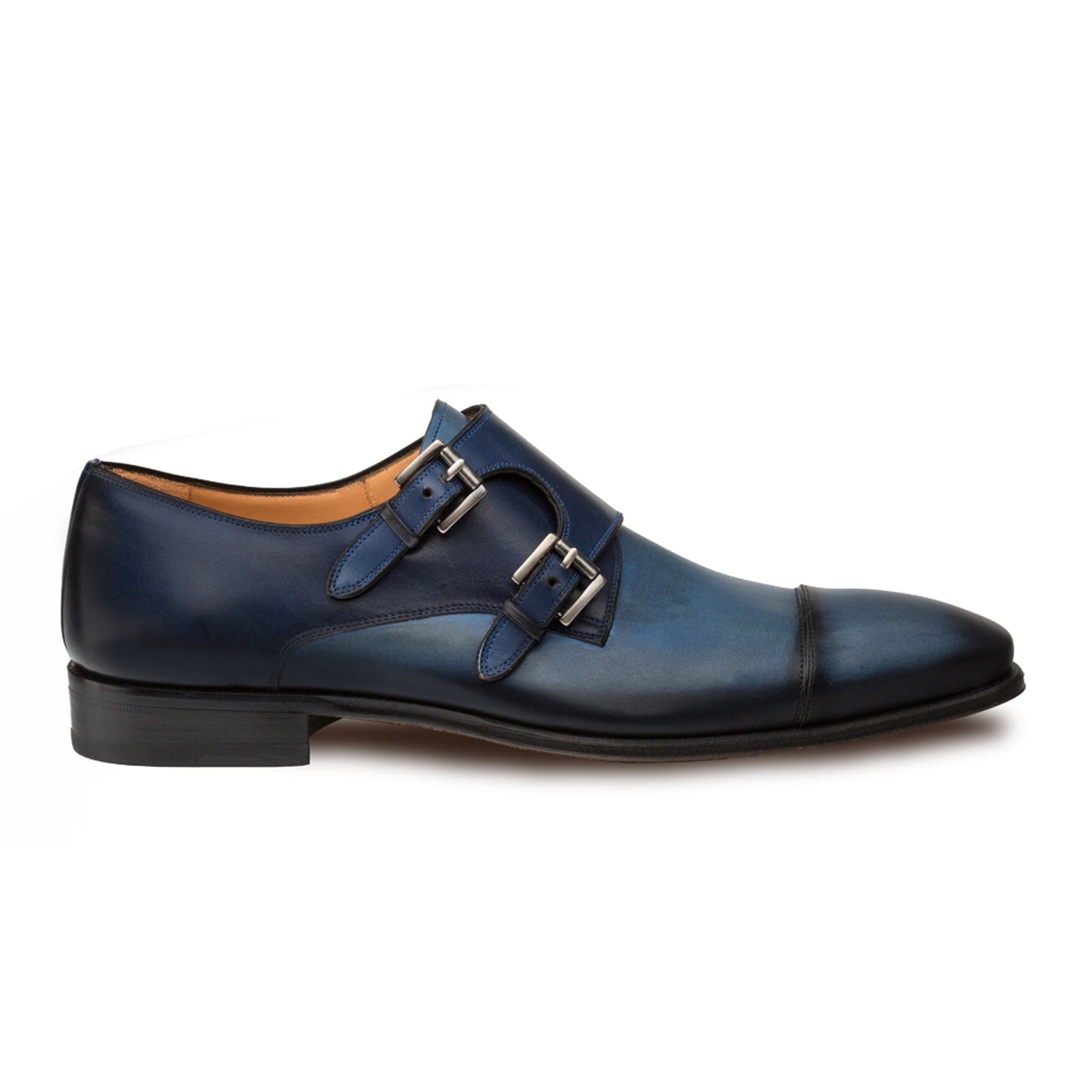 Mens Mezlan Bardem Calfskin Double Monk Strap Dress Shoe in Blue ...