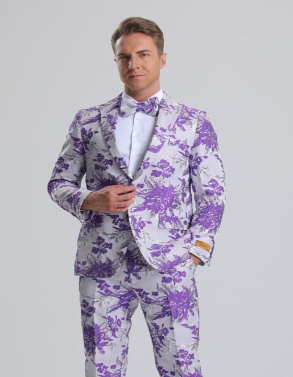 Purple Prom Suit - Purple Prom Outfit - Purple Prom Floral Paisley ...