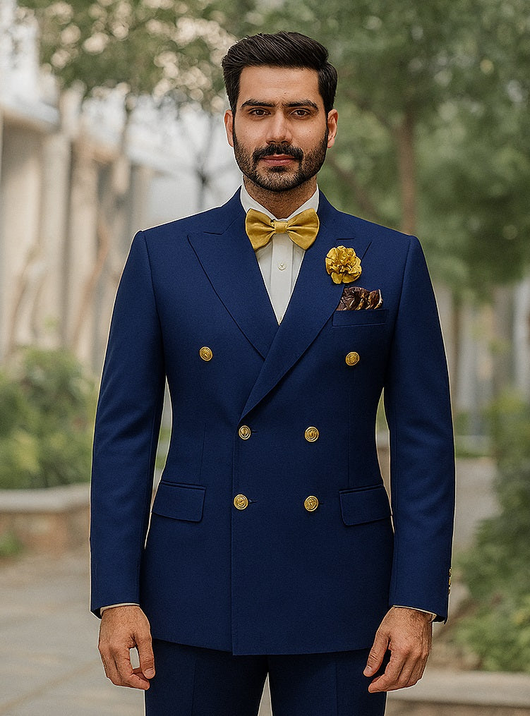 Narrow Legs Ultra Slim Fit Double Breasted Wool Suits Blue Suit ...