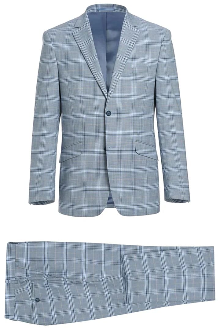 Mens Plaid Suit - Patterned Business Suit - Mens Two Button Slim Fit ...