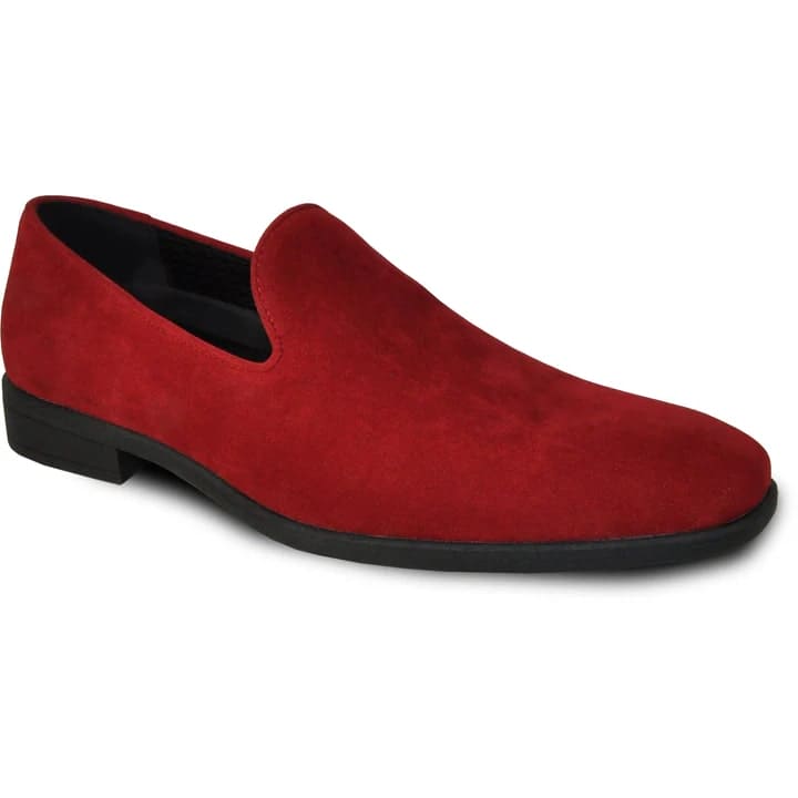 Mens Vegan Suede Wedding & Prom Slip On Loafer Dress Shoe In Red ...