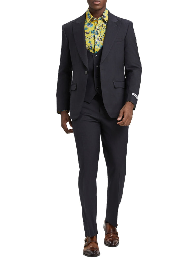 Stacy Adams - Dark Gray 3 Piece Hybrid Fit Suit With Expandable Waist ...