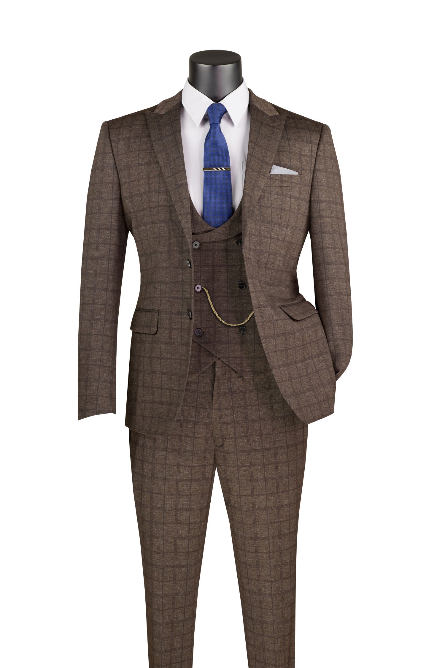 Slim Fit 3 Piece Stretch Fabric Suit in Brown | Alberto Nardoni