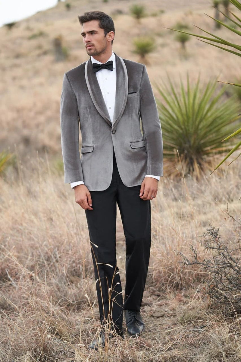 Velvet Blazer - Mens Blazer - Dinner Jacket + "Venice" Silver Grey Vel ...